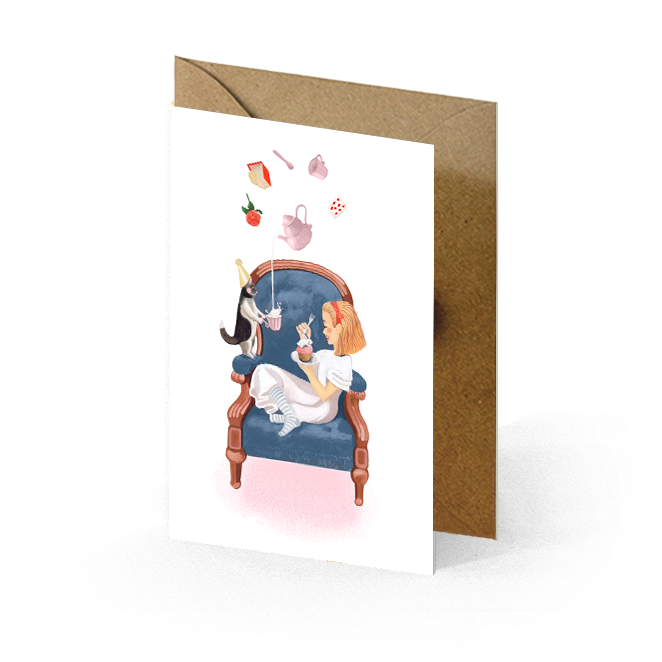 Hand-Illustrated Alice in Wonderland Birthday & Congratulation Greeting ...